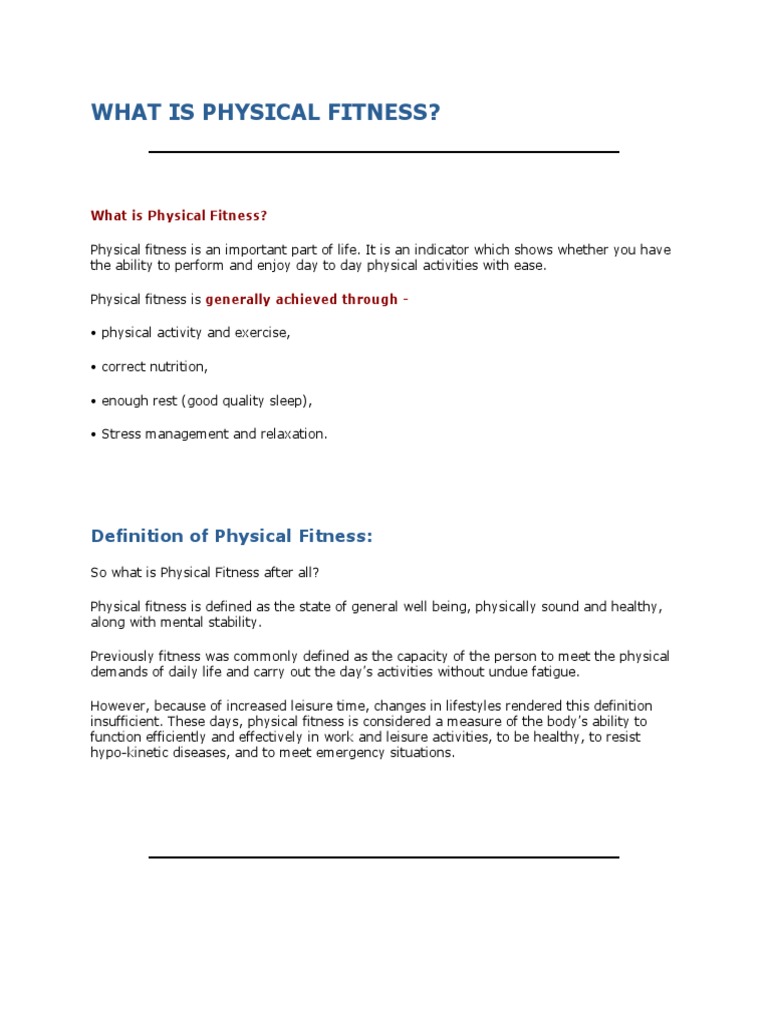 What Is Physical Fitness | PDF | Physical Fitness | Flexibility (Anatomy)