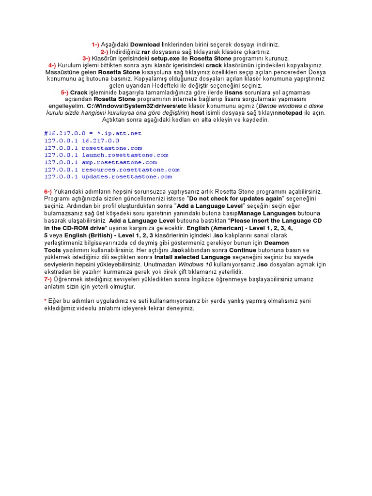 Rosetta Stone Kurulum | PDF