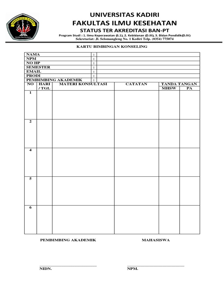 Kartu Bimbingan Konseling | PDF