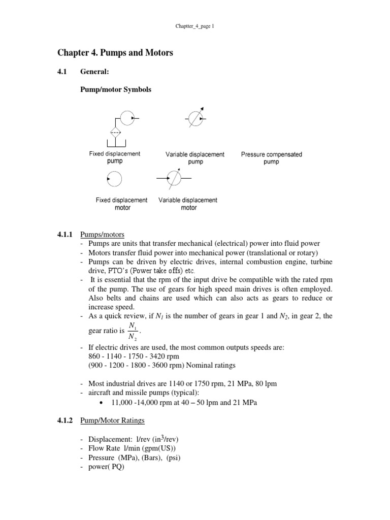 Chapter 4. Pumps and Motors: 4.1 General: Pump/motor Symbols | PDF ...