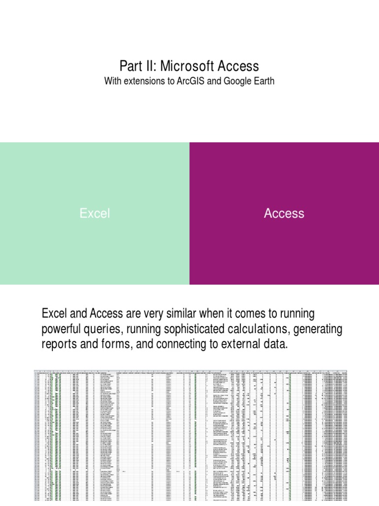 Access Presentation | PDF | Relational Database | Microsoft Excel