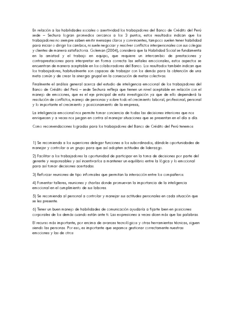 Caso BCP | PDF | Inteligencia | Las emociones