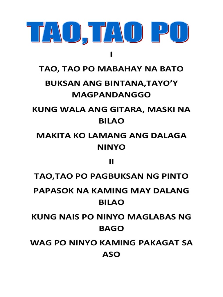 Tao Po Lyrics 1ST | PDF