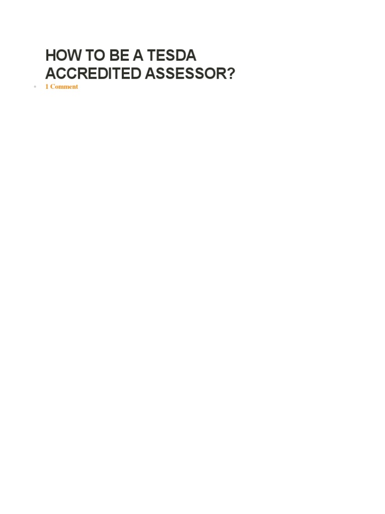 Becoming a TESDA Accredited Assessor | PDF | Business | Finance & Money ...