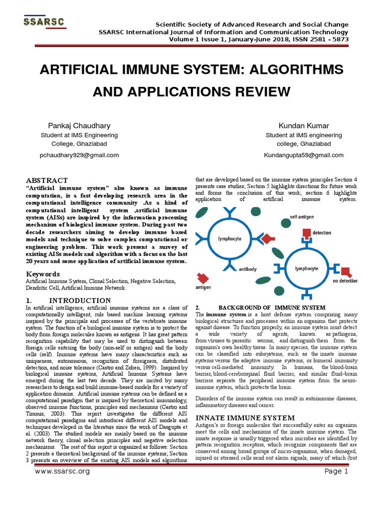 Artificial Immune System: Algorithms and Applications Review | PDF | Adaptive Immune System ...