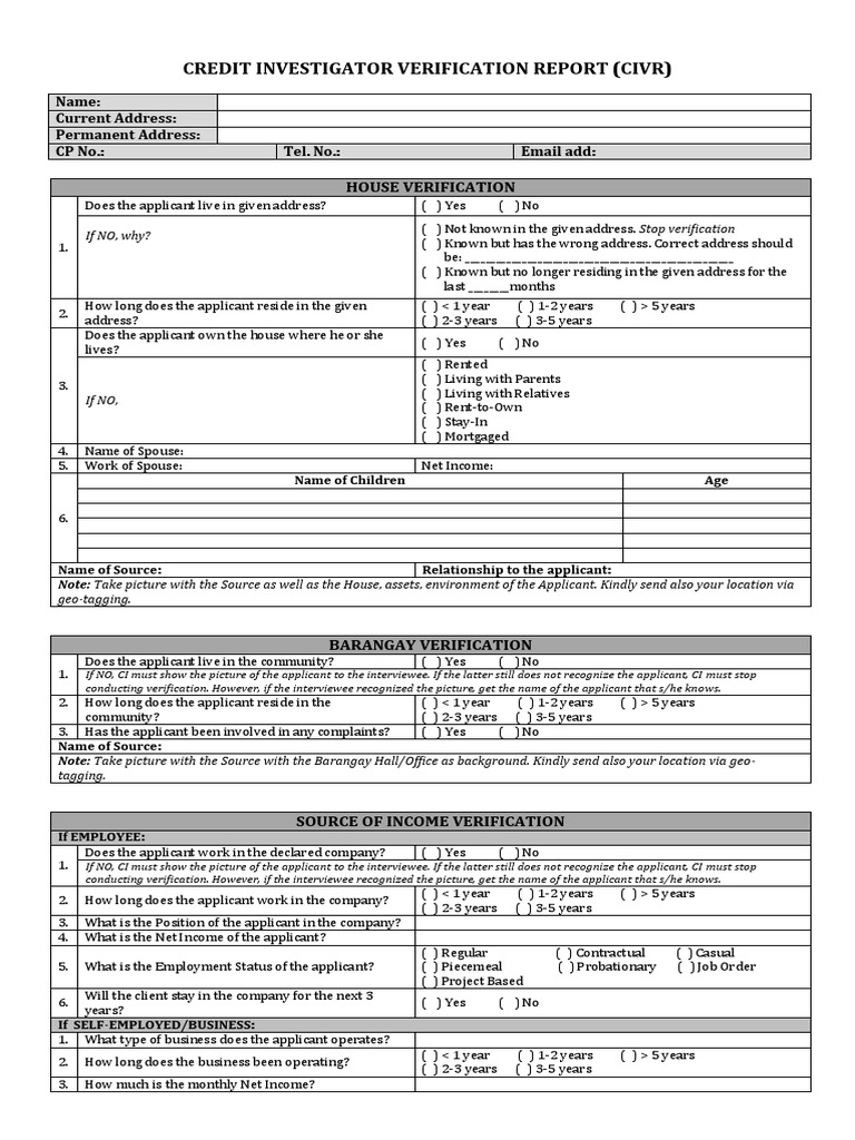 Ci Form | PDF | Employment | Loans