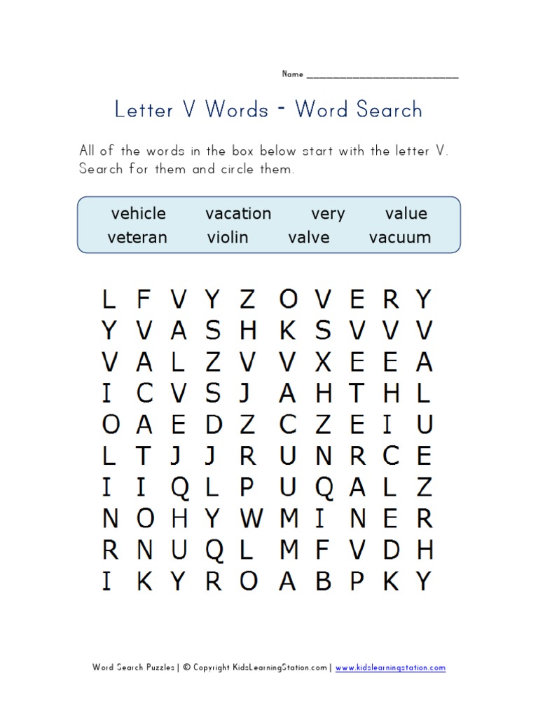 C42ec Letter V Word Search | PDF