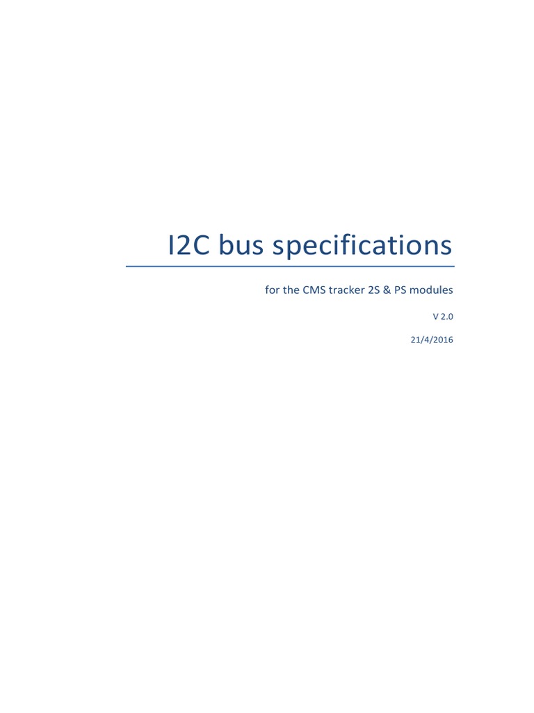 I2C Bus Specifications for CMS Tracker 2S & PS Modules | PDF | Digital ...