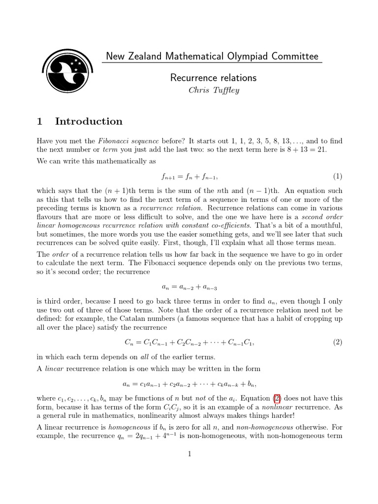 Recurrence | PDF | Recurrence Relation | Polynomial