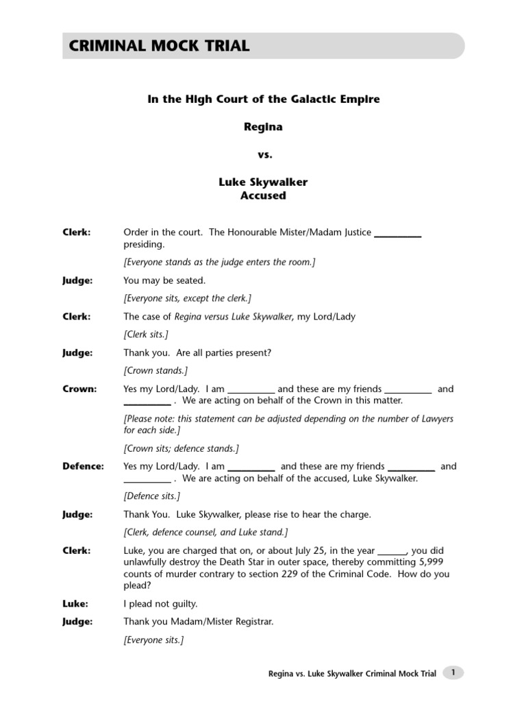 Mock Trial | PDF | Han Solo | Luke Skywalker