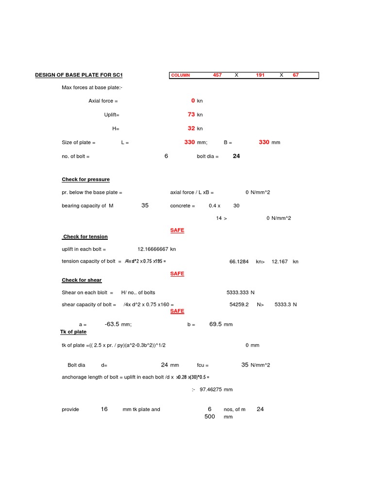 Column Base Plate Design | PDF