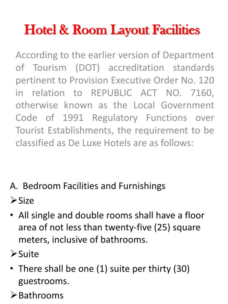 Hotel & Room Layout Facilities | PDF | Bathroom | Kitchen