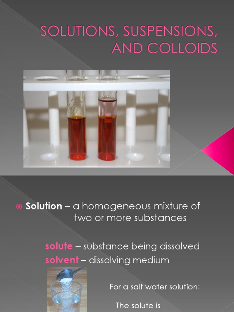 Solutions Suspensions and Colloids | PDF | Solution | Colloid