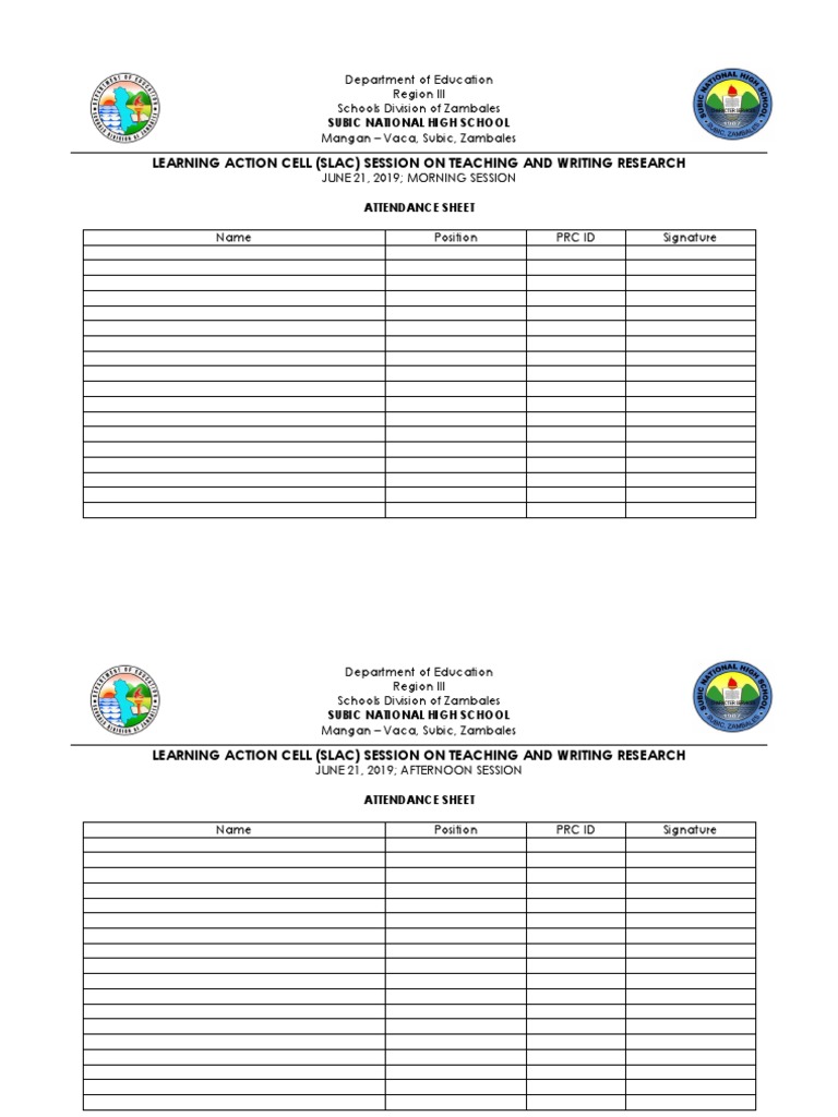 Attendance Slac 2 Copies Each | PDF