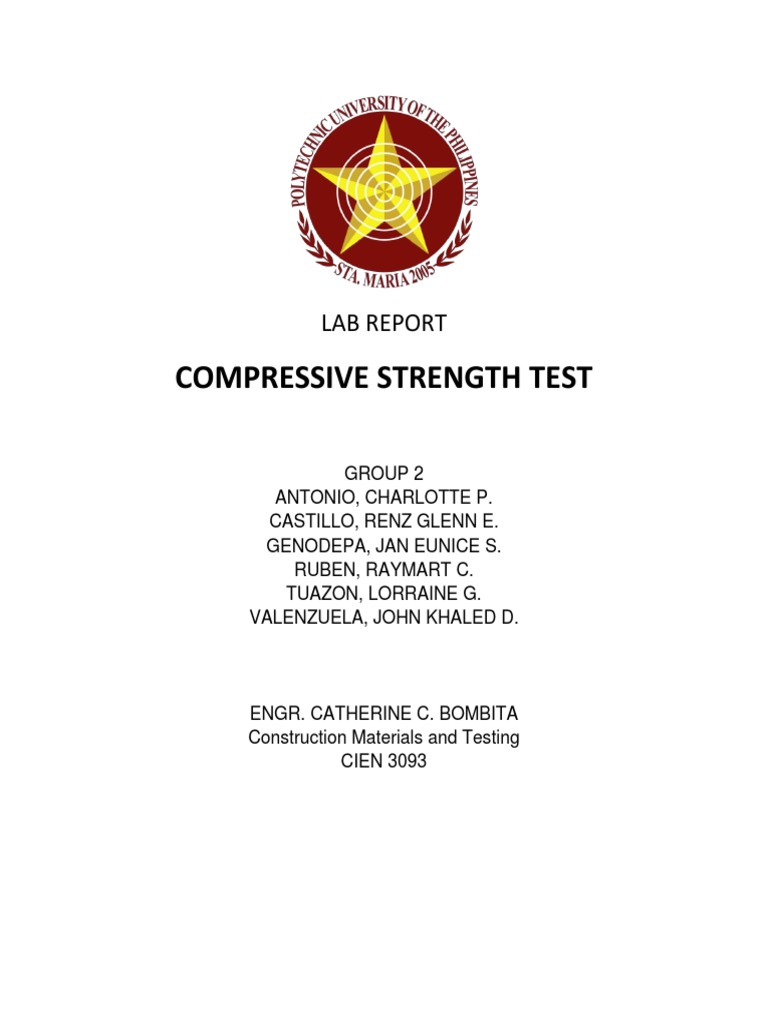 Compressive Strength Test: Lab Report | PDF | Ultimate Tensile Strength ...