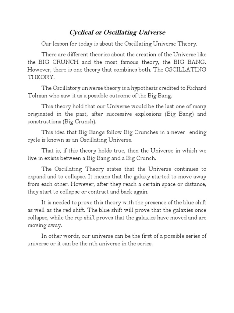 Cyclical or Oscillating Universe | PDF