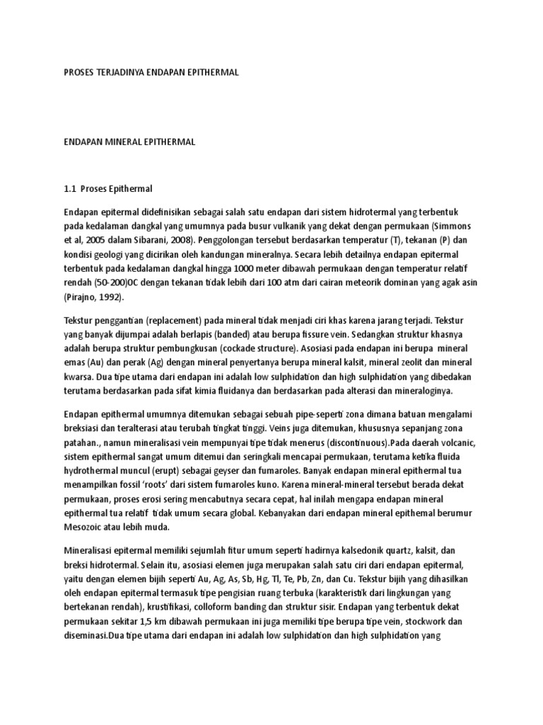 Proses Terjadinya Endapan Epitermal | PDF