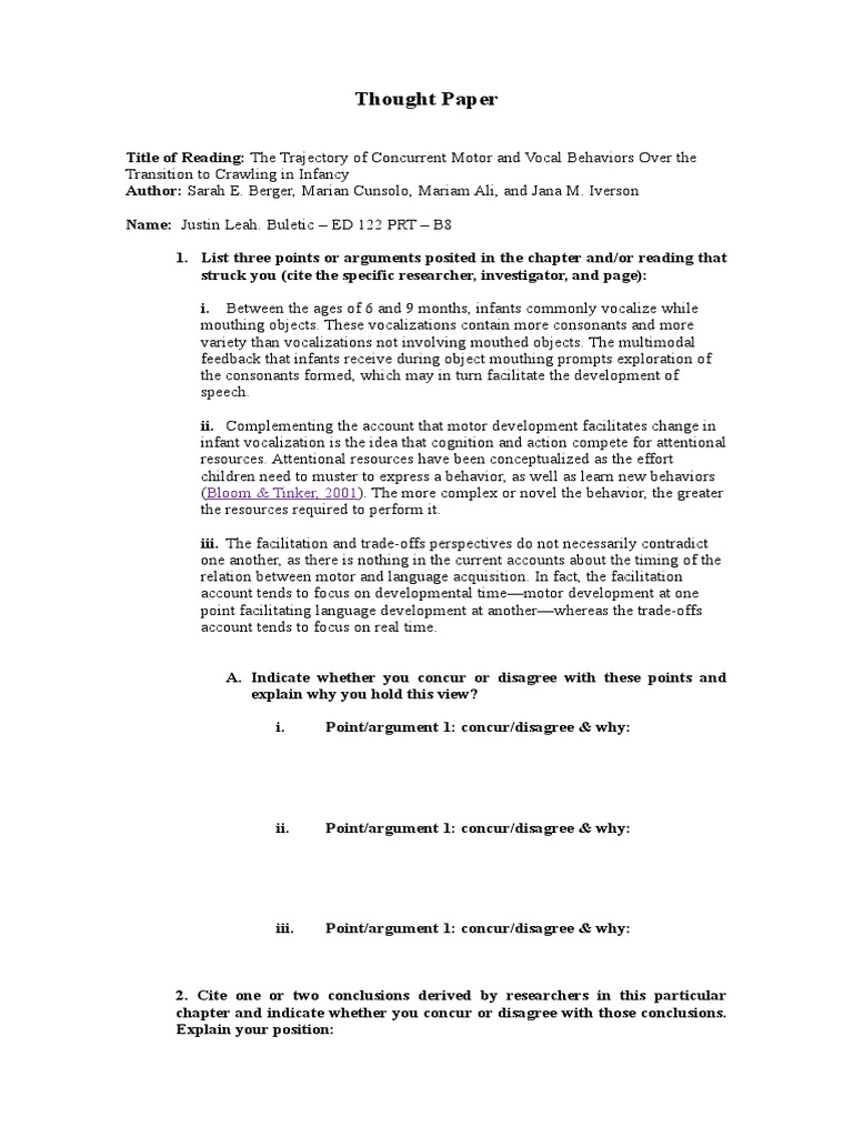 Thought Paper Guide | PDF | Language Acquisition | Language Development