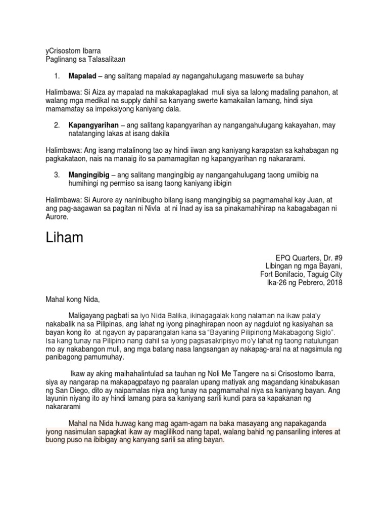 Filipino Assignment | PDF