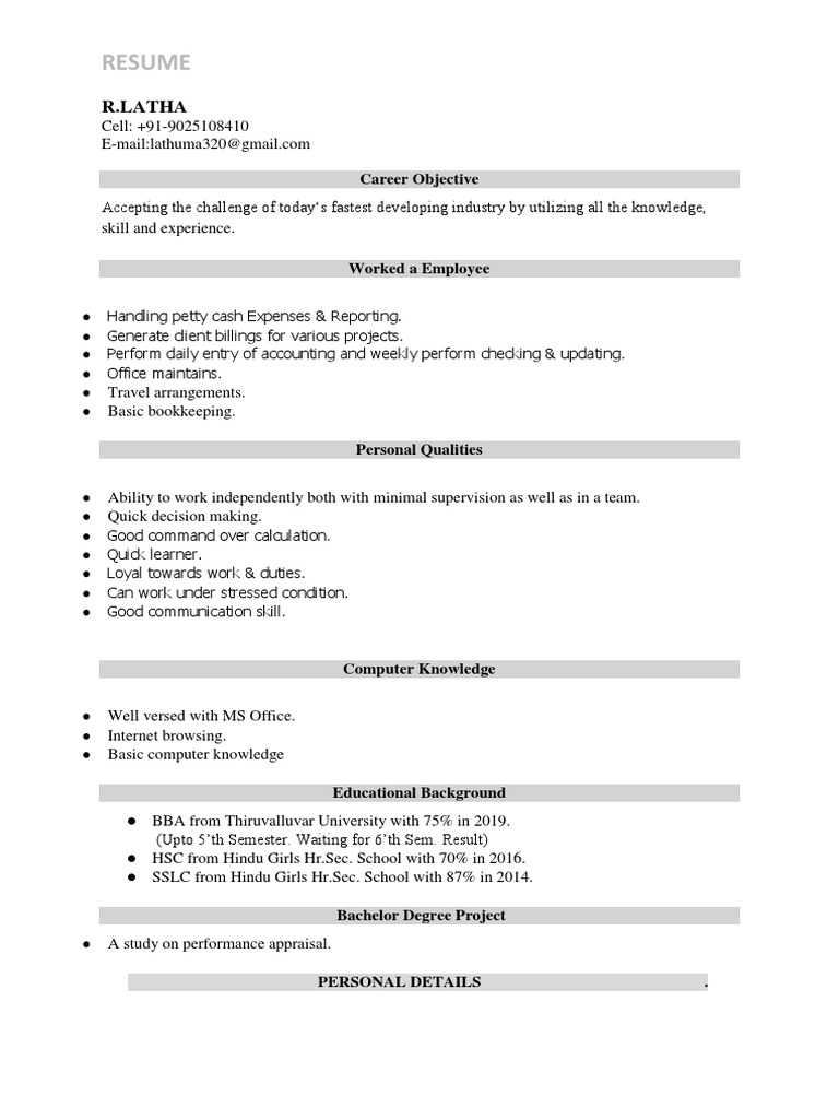 BBA Resume | PDF