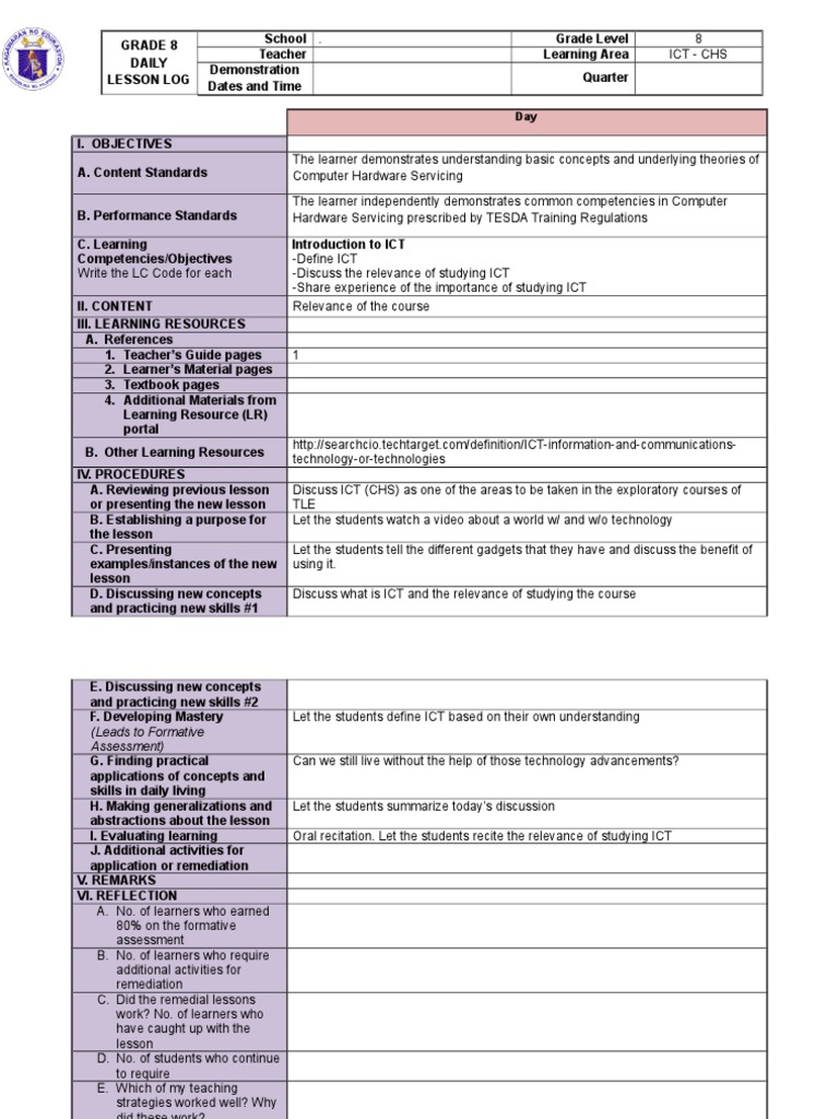 DLL Ict G8 | PDF | Educational Technology | Teachers