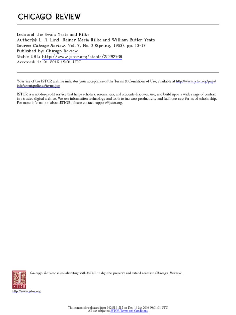 Leda I Labud | PDF | Rainer Maria Rilke | W. B. Yeats