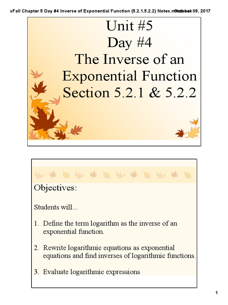 Inverse of Exponential Functions | PDF | Function (Mathematics) | Logarithm