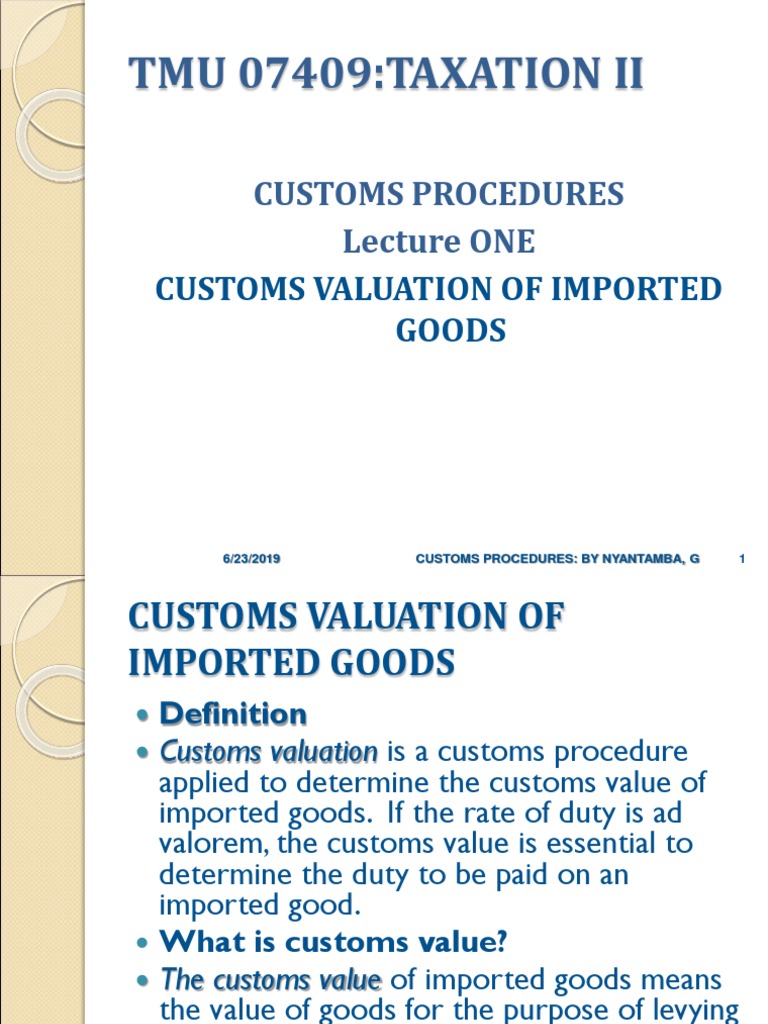 Customs Valuation Principles | PDF | Financial Transaction | Customs