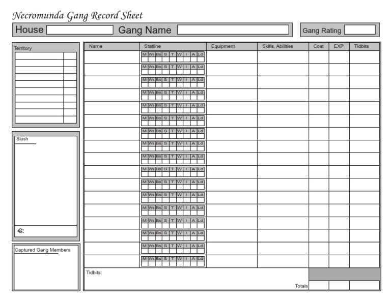 Necromunda Gang Roster PDF | PDF