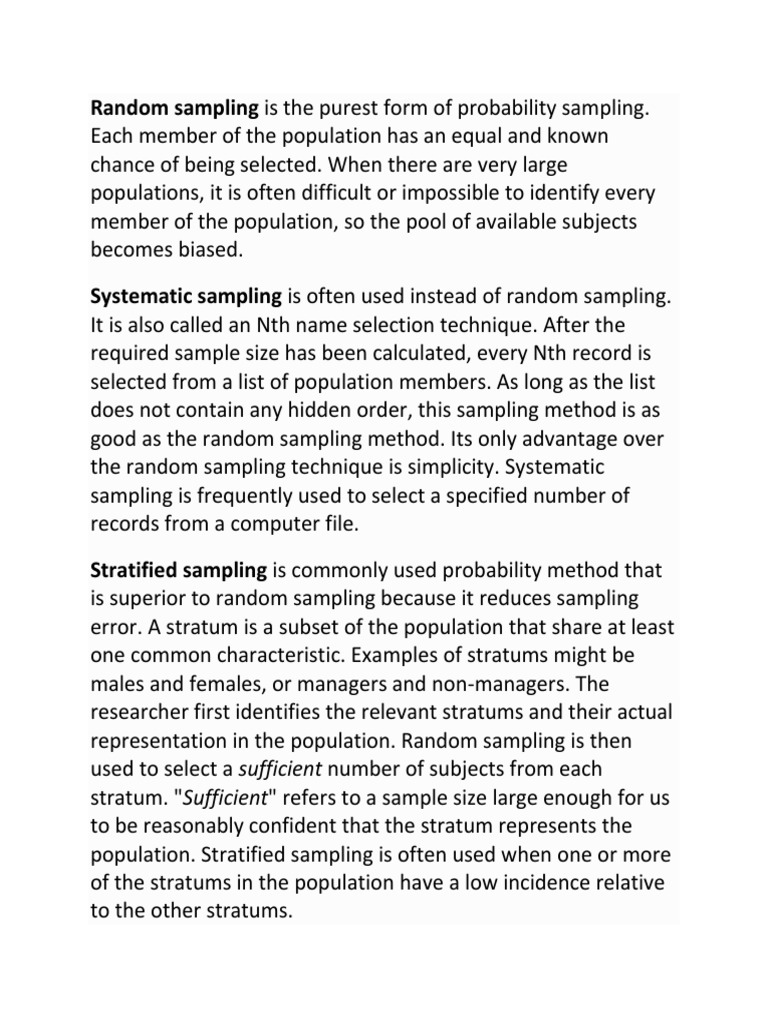 Random Sampling Is The Purest Form of Probability Sampling | PDF ...
