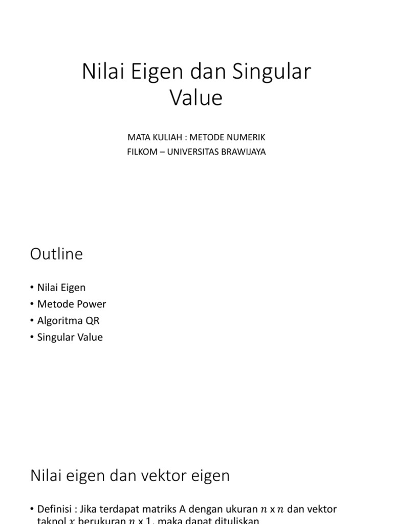 Nilai Eigen PDF | PDF