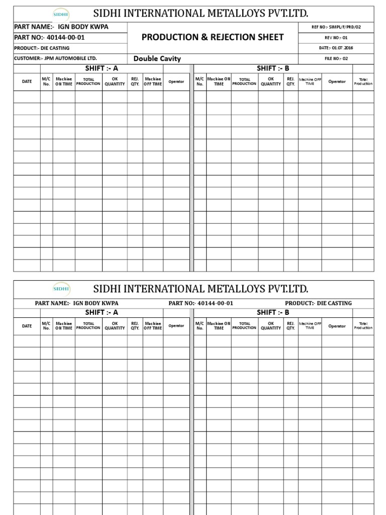 Production & Rejection 2 | PDF | Crafts | Metals
