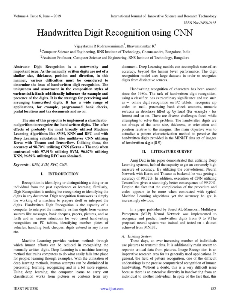 Handwritten Digit Recognition Using CNN | PDF | Statistical ...