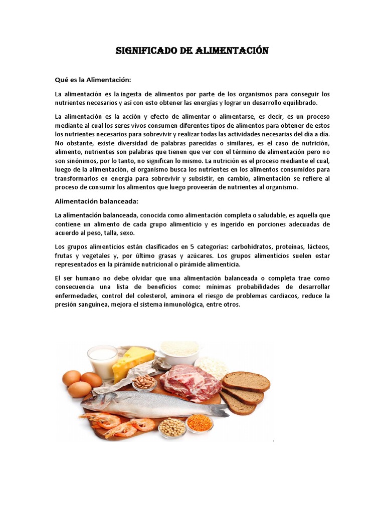 Definición y Significado de Alimentación | PDF | Desorden alimenticio ...