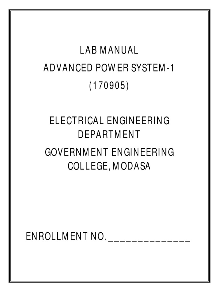 Lab Manual Advanced Power System-1 (170905) | PDF | Electric Power ...