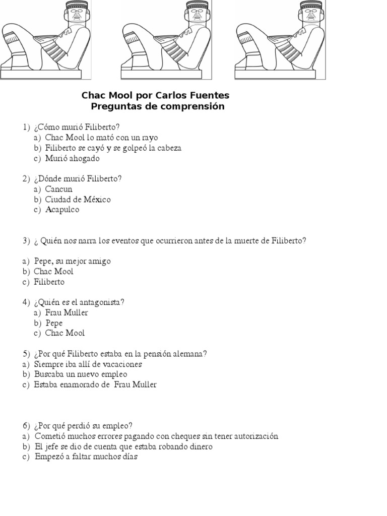 Preguntas de Comprensión: Chac Mool | PDF