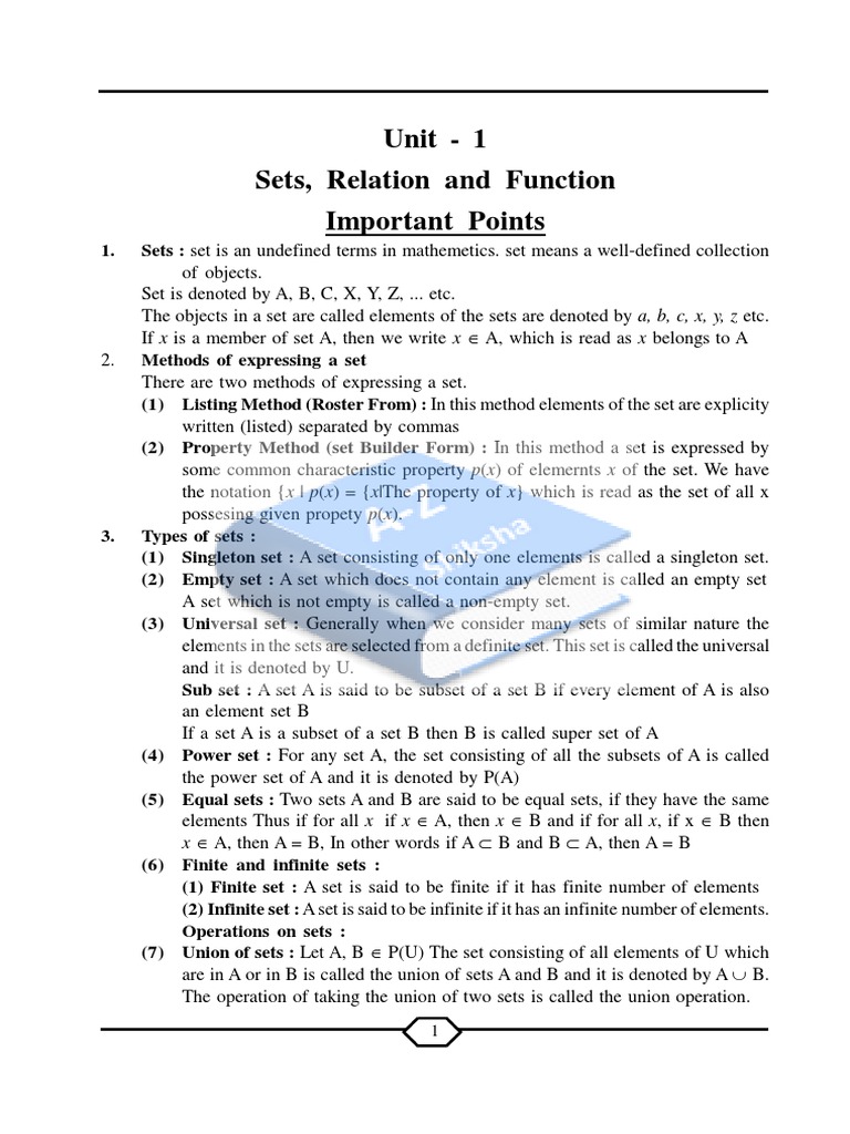 Sets, Relation and Functions | Descargar gratis PDF | Set (Mathematics ... Sets, Relation and Functions | Descargar gratis PDF | Set (Mathematics ...