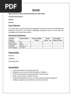 Work Immersion Resume Sample | PDF