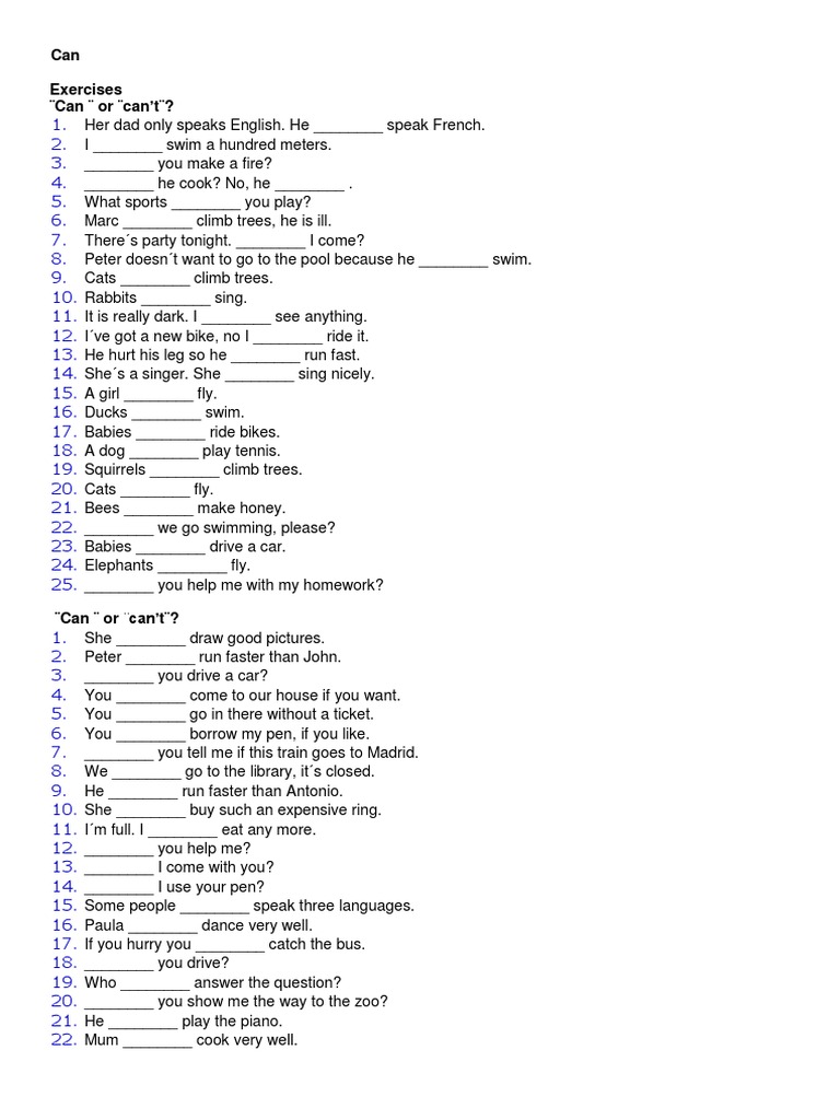 Can Exercises Can or Can 'T ? | PDF