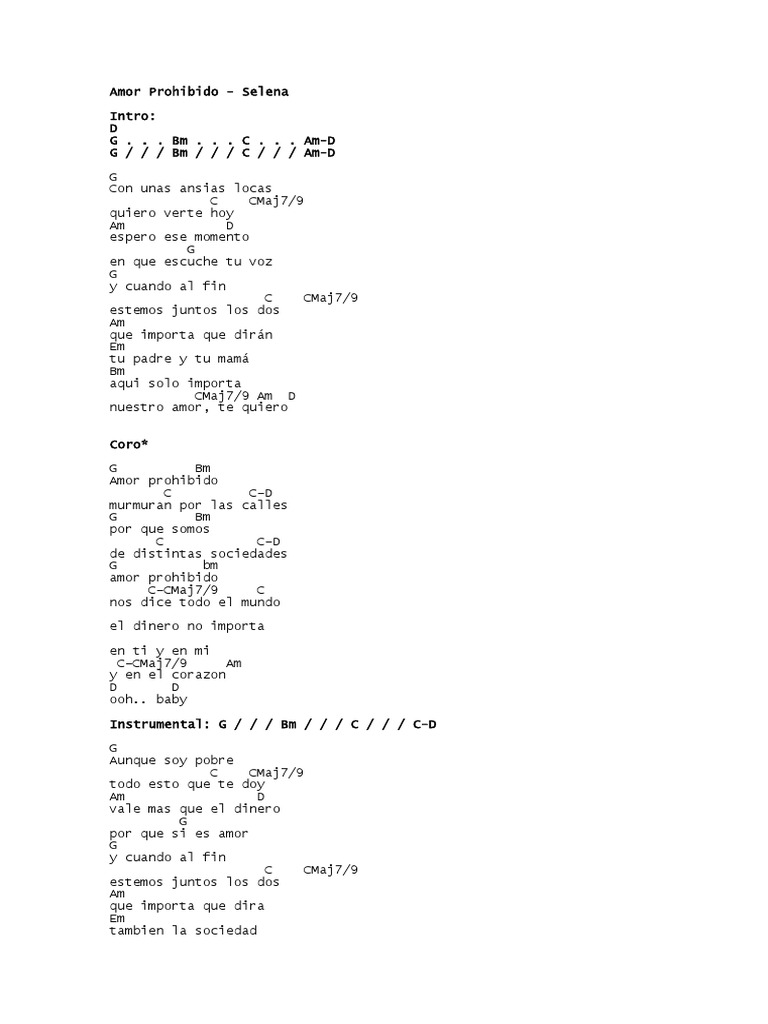 Amor Prohibido - Selena | PDF