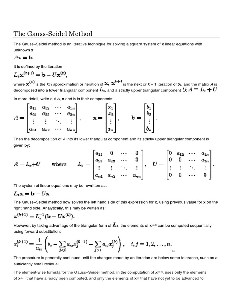 Metodo Gauss-Seidel | PDF | Mathematical Relations | Algorithms