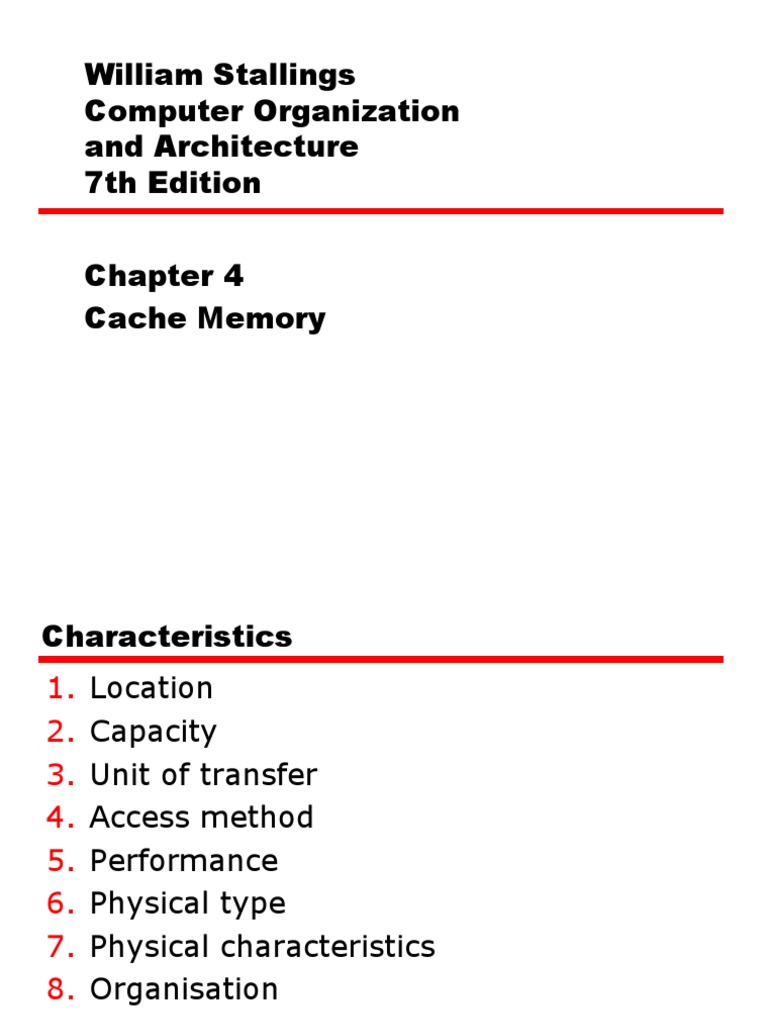 William Stallings Computer Organization and Architecture 7th Edition Cache Memory | PDF | Cpu ...