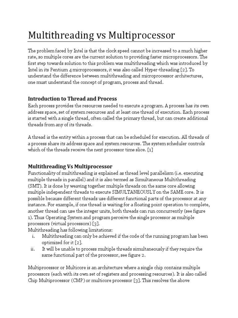 Multi Threading And Multi Core Handout Pdf Thread Computing