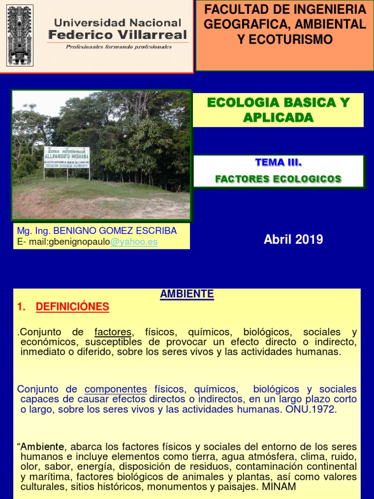 Factores Ecologicos 01 | PDF | Ecología | Organismos