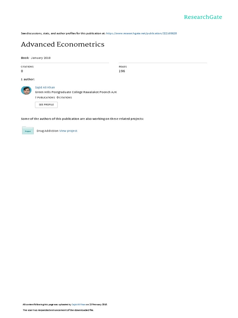 Advanced Econometrics | PDF | Estimator | Econometrics
