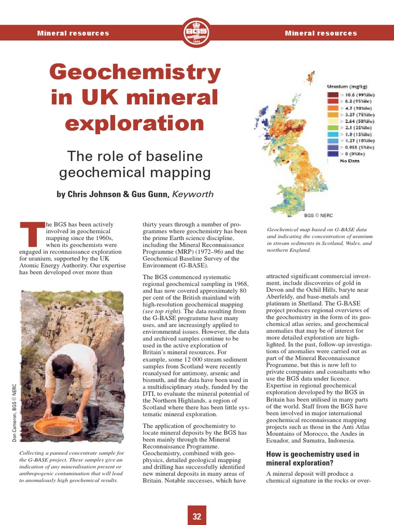 Geochemistry in UK Mineral Exploration: The Role of Baseline ...