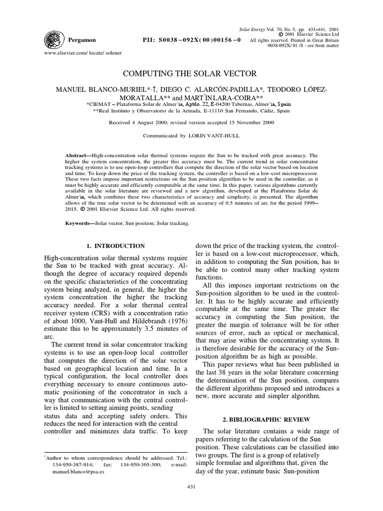 Computing The Solar Vector 01 | PDF | Trigonometric Functions | Sine