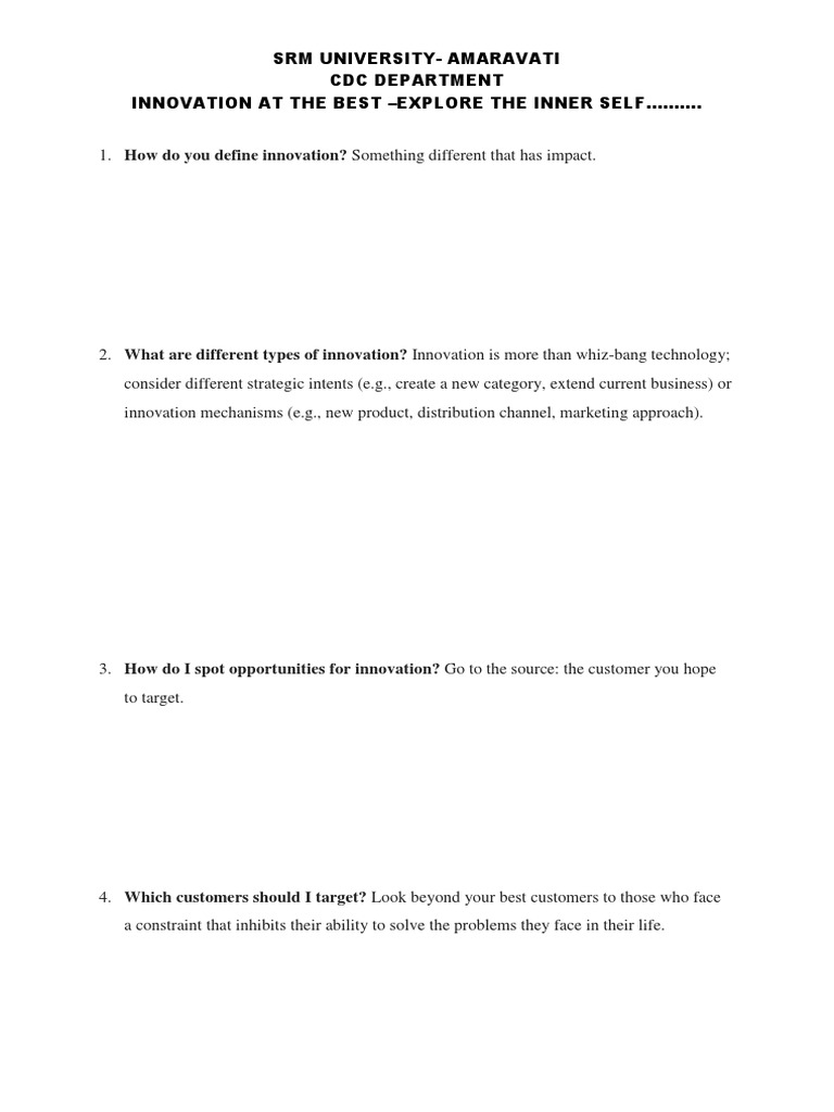 Innovation Test | PDF | Business Model | Innovation