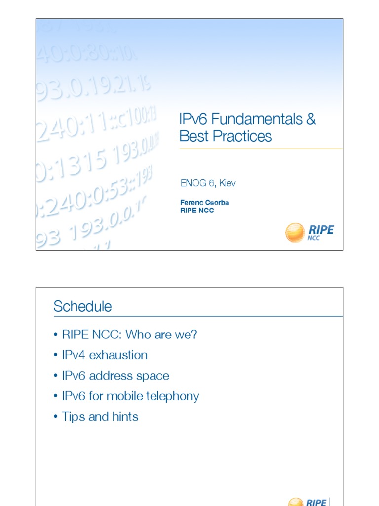 196 FerencCsorba IPv6 Fundm BestPracts PDF | PDF | I Pv6 | Computer Architecture