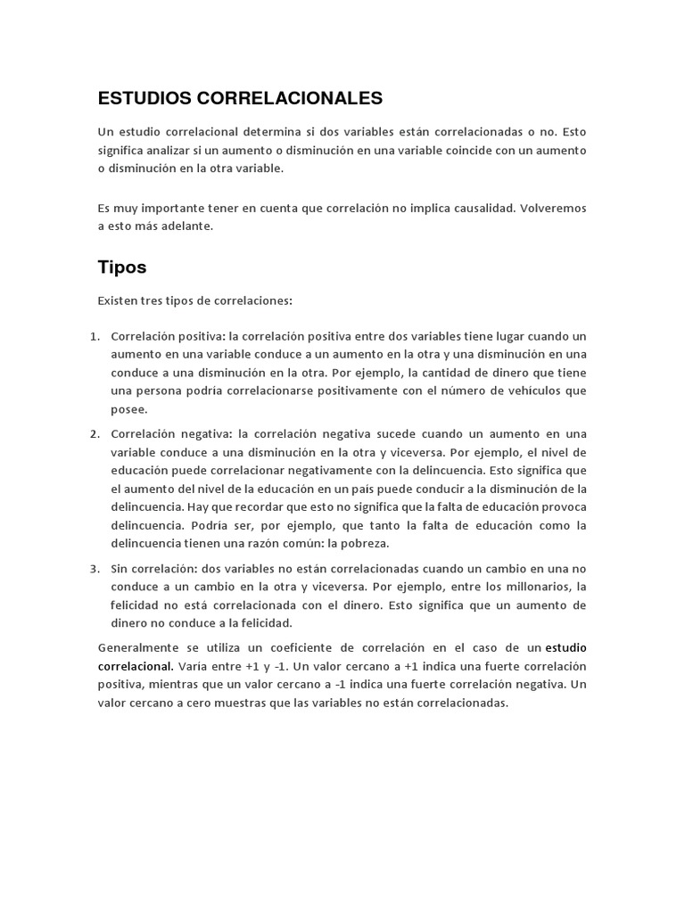 Estudios Correlacionales | PDF | Correlación y dependencia | Hipótesis
